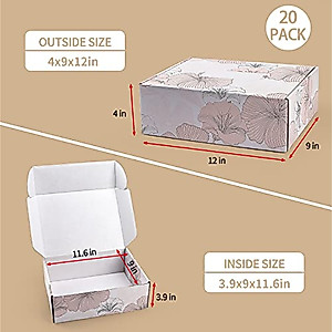 EYMPEU 12x9x4 Floral Gift Wrapping Boxes 20 Pack, Gifts Shipping Boxes Bulk for Women, Flower Corrugated Cardboard Gift Mailer for Present, Wife, Girlfriend, Mom Birthday, Wedding, Party Favor,