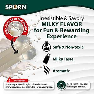 Sporn Marrow Milkies Chew Bones for Light Chewers, Milk Flavor Dog Chew Toys for Small Dogs, Made with Soft Thermoplastic Rubber Dog Dental Chew Toy, Gluten-Free & Non-Toxic, Small