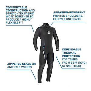 SCUBAPRO Definition Steamer 5 mm Men's Diving Wetsuit (Black/Blue, Small)