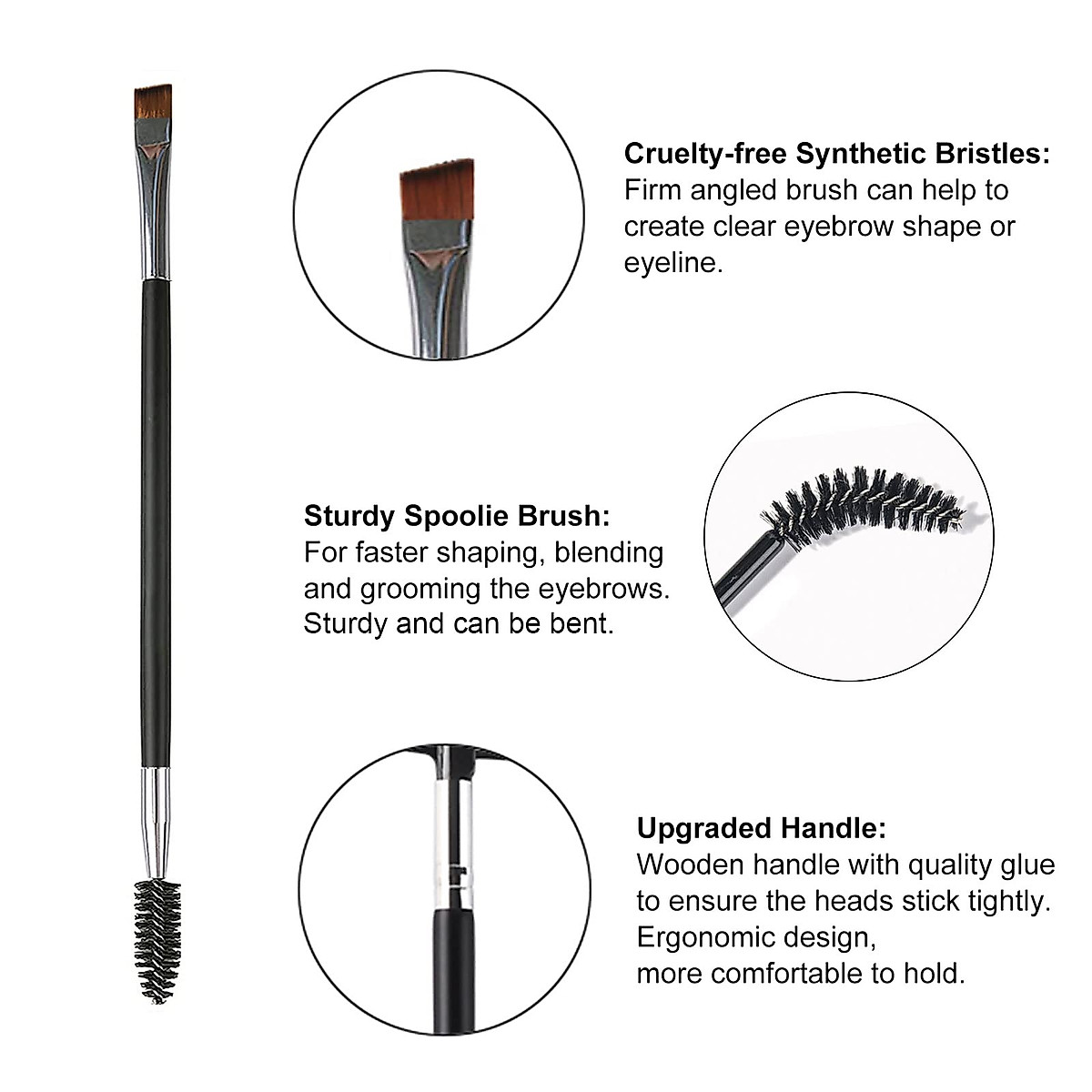 BLEGGEIT Pro Eyebrow Brush and Comb, Metal Eyelash Brush and Eyelash Comb Separator, Steel Brow Brush and Eyebrow Comb Set, Spoolie Brush and Angled Brow Brush, Precision Application, Defining and Shape (2 PCS)