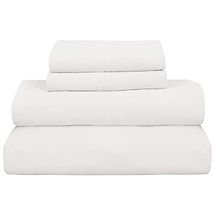ROYALE LINENS Soft Home Brushed Percale Ultra Soft 100% Cotton, Full 4-Piece Sheet Set, White