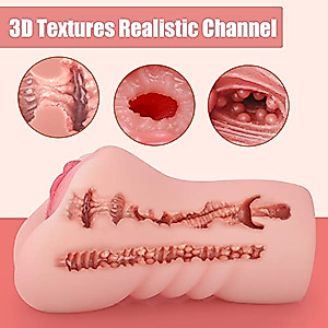 ENVONI Male Masturbators Adult Sex Toys with 3D Realistic Textured Pocket Pussy and Tight Anus Sex Blowjob Stroker,Penis Training Masturbator Anal Play Doll for Men (Flesh)