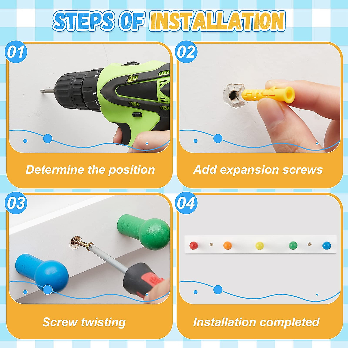 Yousoontic 2 Pcs Kids Coat Rack Wall Mount Rainbow Kids Wall Hooks Wooden Coat Hooks Cute Coat Rack Wall Mounted for Kid's Towels Backpacks Bedroom Bathroom Playroom Classroom