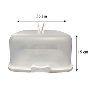 St@llion Plastic Large Square Cake Carrier with Lid Carry Handle and Easy Locking, Storage Container Lockable, Christmas Cookie Box, Trick-or-Treat 35 cm x 15 cm (Pack of 2)