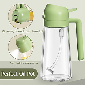 Oil Dispenser for Kitchen Spray, 2 In 1 Oil Dispenser and Oil Sprayer, Olive Bottle Spray and Pour for Kitchen, 16oz/470ml Glass Oil Bottle for Air Fryer, Salad, Frying, BBQ (Black)