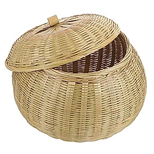 GANAZONO Bamboo Pumpkin Basket picnic basket food serving basket veggie basket go chess bowl fruit storage bowl toilet tank basket woven fruit basket Bamboo weaving storage rack to weave