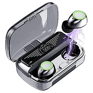 Wireless Earbuds,Bluetooth 5.2 Powerful Bass True Wireless Earphones,IPX6 Waterproof Touch Control HiFi Stereo Sound In Ear CVC8.0 Tech Noise Reduction Headphones with Mic,One-Step Pairing,LED Display