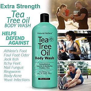 Natural Riches Tea Tree Oil Body Wash, 16 fl oz - Soothing, Calming, and Hydrating for Normal, Combination, Sensitive, Oily, and Dry sensitive skin bodywash