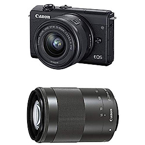 Canon EOS M200 Mirrorless Digital Camera Dual Lens Kit (Black) (International Model)