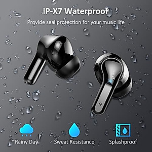 Wireless Earbud, Bluetooth Headphones 5.3 NEW 40H Ear Buds Bass Stereo Earphones Noise Cancelling Earbud with 4 ENC Mic in-Ear Bluetooth Earbud USB-C LED Display IP7 Waterproof Sport for Android iOS