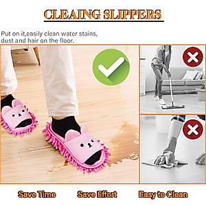 Liitrton 1 Pair Washable Mop Slippers Shoes Microfiber Chenille Reusable Dust Dirt Hair Cleaner for Office House Polishing Cleaning (Pink)