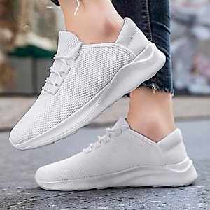 HIIGYL Womens Running Shoes Lightweight Breathable Walking Sneakers Athletic Workout Gym Tennis Shoes White Size 8.5