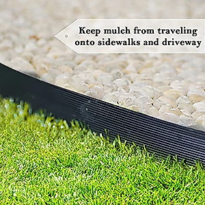 Worth Garden 30 ft. No Dig Landscape Edging (50PCS Spikes Included) Black Plastic Edging Roll Kit - 1.5'' Height Edge for Garden Lawn Border Driveway Path Divider - Easy to Install
