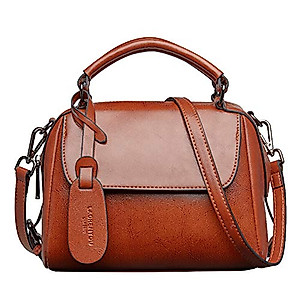 LAORENTOU Vegan Leather Small Handbags for Women Synthetic Leather Brown Purse Square Handbag Shoulder Crossbody Bags for Women
