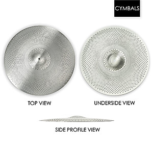 Low Volume Ride Cymbal, 20 inches Practice Ride Cymbal, Quiet Ride Cymbal (20'', Silver)