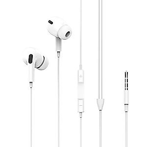 LovinFive Earbuds Headphones with Microphone, Wired Stereo Earphones, 3.5mm Jack in-Ear Headphones with Built-in Mic for Smartphones, Computer Laptop, iPod, iPad, MP3 Players