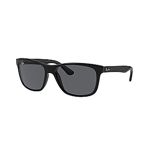 Ray-Ban Men's RB4181 Square Sunglasses, Black/Dark Grey, 57 mm