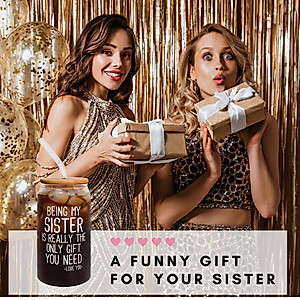 Gifts for Sister - Sister Gifts from Sister, Brother - Birthday Gifts for Sister, Sister Birthday Gifts from Sister - Funny Gifts for Sister - Christmas Gifts for Sister from Sister - 16 Oz Can Glass