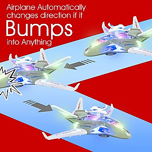 ArtCreativity Light Up Transparent Fighter Jet for Kids, Bump and Go Kids Airplane with Colorful Spinning Gears, Music, & LED Effects, Fun Toy Airplane for Boys and Girls