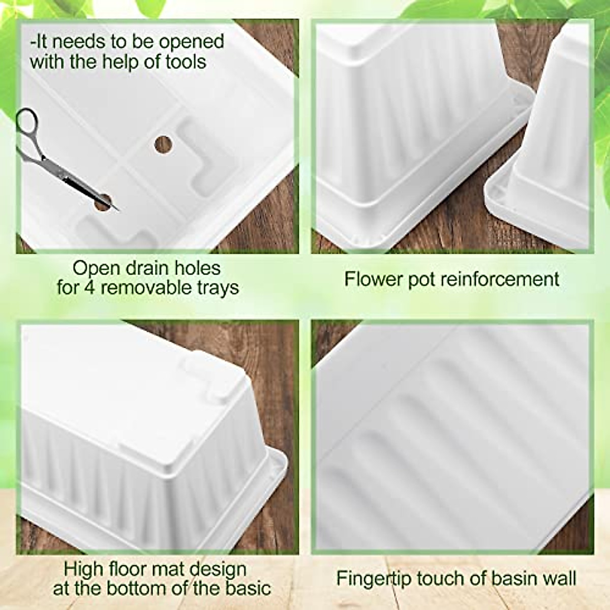 10 Pack Window Planter Box, 17 inch Rectangular Flower Planter Boxes with Tray for Indoor and Outdoor Flower Balcony Windowsill Patio Garden (White)