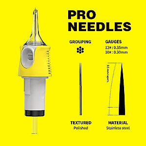 Hawink 3RL Tattoo Needles Cartridge #10 Bugpin 3 Round Liner X-Taper 16PCS with Membrane Professional Disposable Finger Ledge Cartridges EN05S-FG-16-1003RL