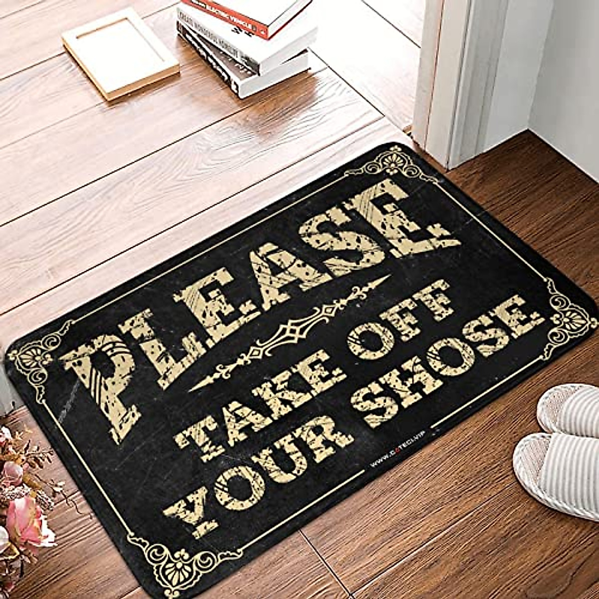 Please Take Off Your Shoes Non-Slip Carpet Rugs Rubber Backing Non Slip Rugs Indoor Doormat Machine Washable for Inside Floor Mats for Entryway 20"(W) x 32"(L)