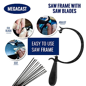 Megacast CURVED JEWELERS SAW FRAME with 144 ASSORTED JEWELERS SAW BLADES