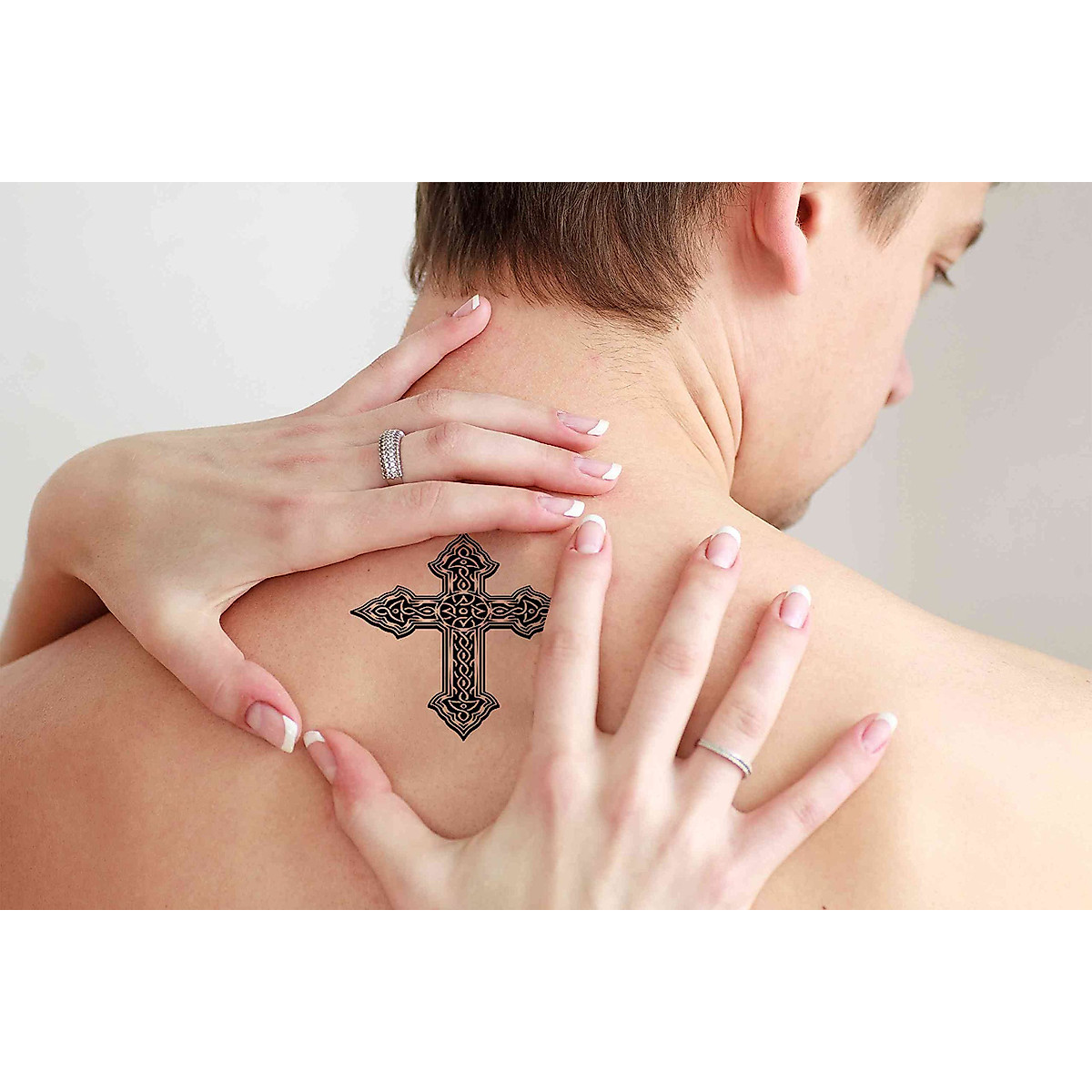 Dopetattoo 6 Sheets Temporary Tattoo Cross Tattoo Fake Tattoos Neck Arm Chest for Women Men Adults