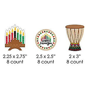 Big Dot of Happiness Happy Kwanzaa - Paper Straw Decor - African Heritage Holiday Party Striped Decorative Straws - Set of 24