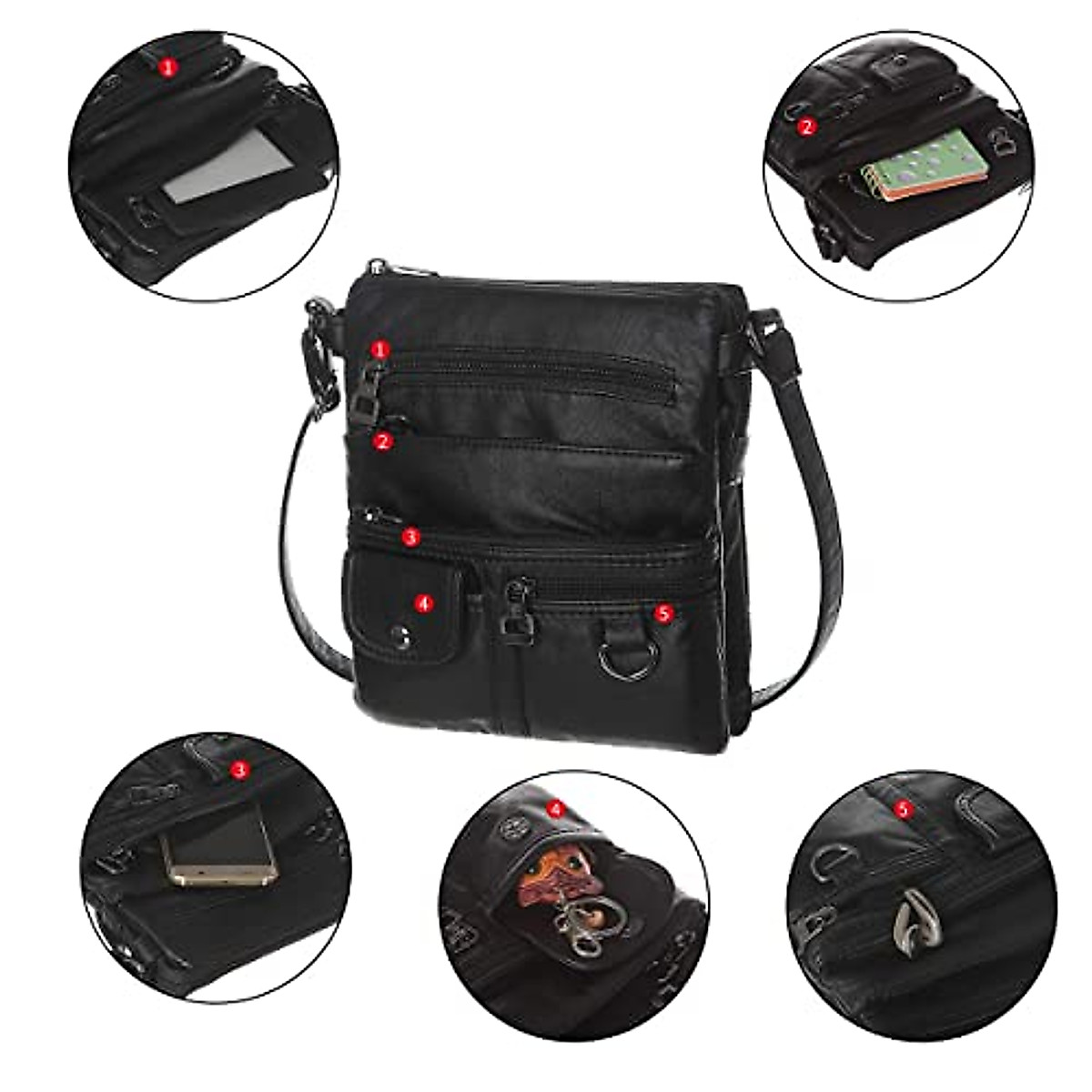 MINICAT Jonvikki Small Crossbody Purse Soft Synthetic Leather Crossbody Bags For Women(Black)