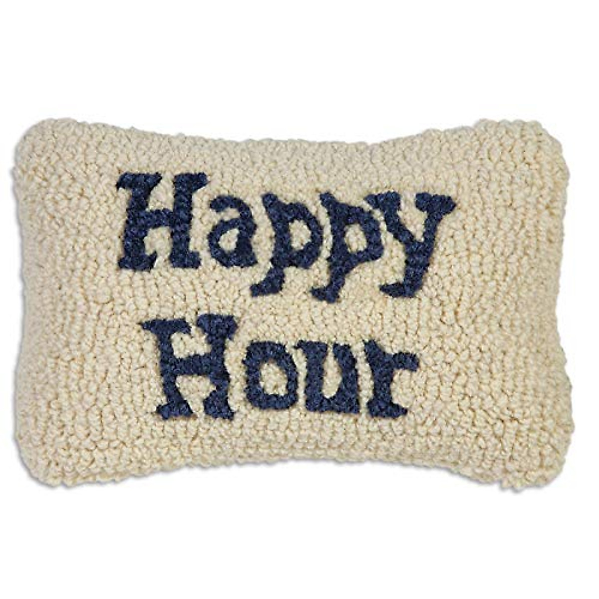 Chandler 4 Corners Artist-Designed Happy Hour Blue Hand-Hooked Wool Decorative Throw Pillow (8” x 12”)
