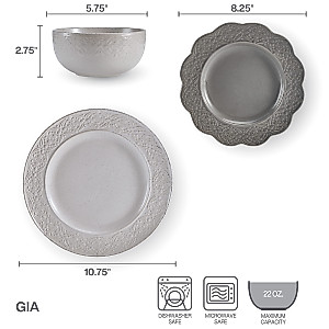 Pfaltzgraff Gia 12 Piece Dinnerware Set, Service For 4, Multicolored
