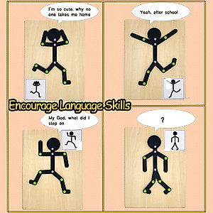 ZRCCOX Montessori Human Body Matching Puzzle Toy for Toddlers 1-3, Wooden Sports Figures Toys with Movable Joints and 24 Body Actions Cards, Toddlers Education Toys, Wood Craft Kits for Kids