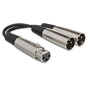 Hosa YXM-121 XLR3F to Dual XLR3M Y Cable, 6 Inch