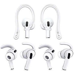 ALXCD Ear Hook Ear Tips Replacment for AirPods Pro, 1 Pair Over-Ear Soft TPU Ear Hook & 2 Pairs in-Ear Silicone Ear Tips in 1 Set [Anti Slip][Anti Lost], Fit for AirPods Pro (1+2S) White