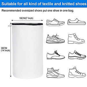 Vivifying Shoe Washing Machine Bag, 2Pack Double Layer Mesh Shoe Laundry Bags with Zipper for Sneakers, Running Shoes, Sock, Bras and Toys (7x14Inches)