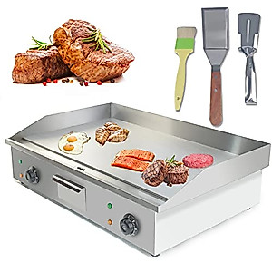 NJTFHU 29"commercial griddle, 110V 3000W electric griddle, non-stick electric flat top grill, plancha para cocinar commercial cooking equipment countertop griddle commercial electric griddle
