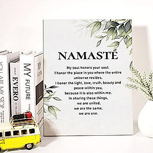 Yoga Canvas Wall Art Inspirational Namaste Definition Canvas Print Positive Meditation Canvas Painting Home Bedroom Wall Decor Framed Gift 12x15 Inch