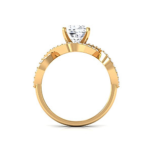 Rosec Jewels 3 CT Certified Moissanite Crossover Infinity Engagement Ring in Gold (7 MM Cushion, D Color VS1 Clarity), 14K Yellow Gold, Size:US 8.00