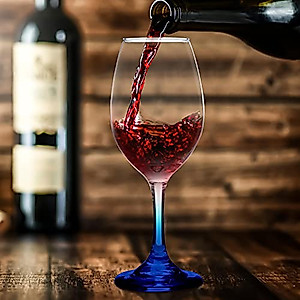 DISCOUNT PROMOS Rioja Wine Glasses with Stem 10 oz. Set of 10, Bulk Pack - Color Bottom, Perfect for Wedding, Party Favors, Birthday, Bridal Shower Gifts - Blue