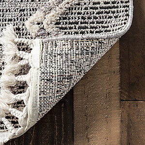 nuLOOM Roxy Textured Diamond Tassel Area Rug, 8x11, Grey