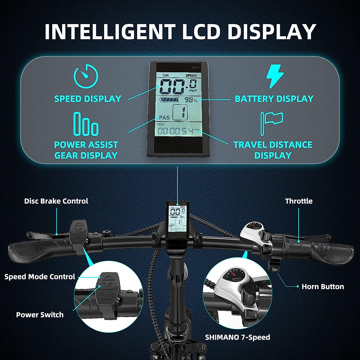 Kebiko 1000W Folding Electric Bike, 48V 20AH Large Removable Battery E Bike, 30+MPH, 80 Miles Max Range, 20" Fat Tire Electric Bike for Adults, Adult Electric Bicycles for Commute Beach Snow