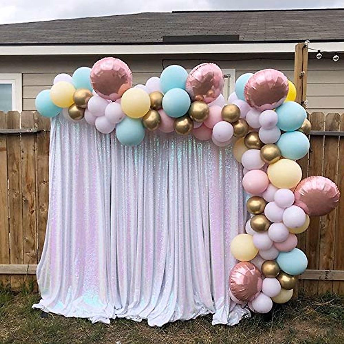 Sequin Backdrop Curtains Iridescent White Curtain for Wedding Backdrop 2 Packs 2ftx8ft Shimmer Wall Iridescent Birthday Backdrop Glitter Curtains