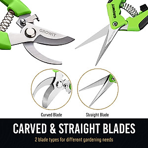 Craft911 Pruning Shears & Gardening Scissors Set - 7" Titanium Coated Sharp Garden Clippers, Stainless Steel Garden Shears for Plant - Garden Pruners, Florist Scissors with Non-Slip Grip