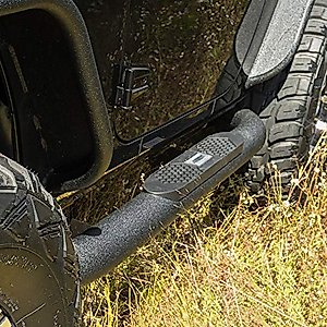 ARIES AL231008 Big Step 4-Inch Round Black Aluminum Nerf Bars, Select Jeep Wrangler JK