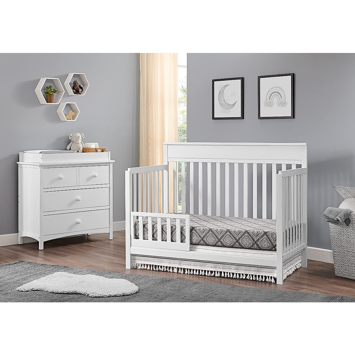 Oxford Baby Castle Hill 4-in-1 Convertible Crib, Barn White, GreenGuard Gold Certified
