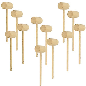 Southern Homewares Wooden Crab Mallet Seafood Lobster Shellfish Cracker Hardwood Hammer Set of 12