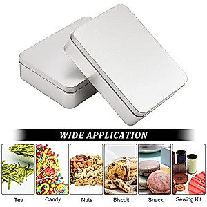 OLYCRAFT 5PCS 6x4x1.6 Inch Silver Metal Empty Tins Rectangle Airtight Metal Storage Tin Home Organizer with Lids for Small Items Storage Christmas Decorations