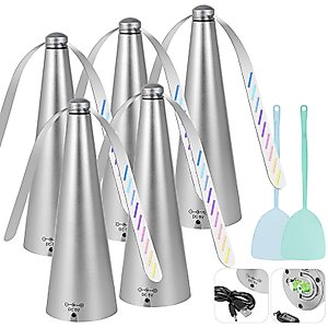 VAIPI 5 Pack Fly Fans for Tables, Outdoor Indoor Portable USB Fly Fan with 2 Fly Swatter, USB & Battery Operated Table Top Food Fan Picnic Fly Spinner for Restaurant, Patio, Kitchen, Party, BBQ
