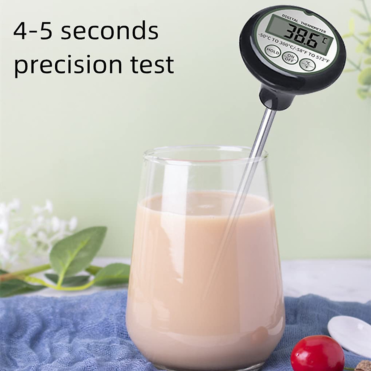 Digital Cooking Meat Thermometer 4.7 inch Long Probe Food Thermometer for BBQ, Grilling, Milk, Coffee Deep Frying, Instant Read Kitchen Thermometer